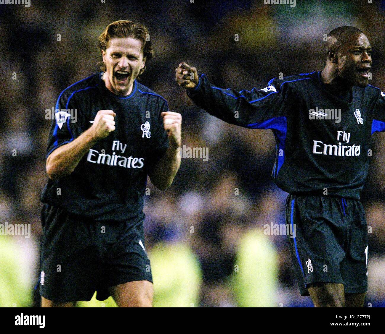 Chelsea's Emmanuel Petit (left) celebrates with William Gallas at the ...