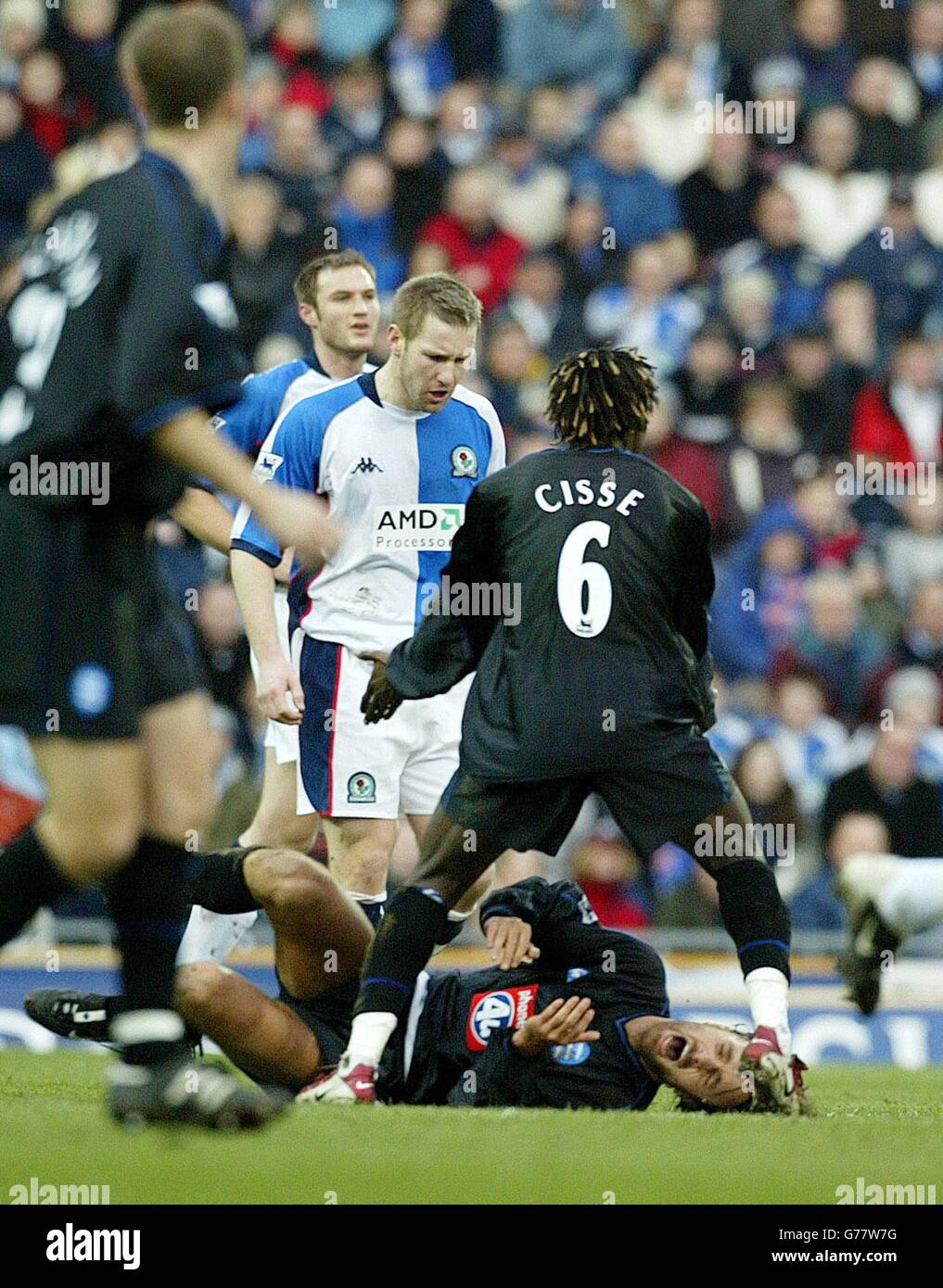 Blackburn Rovers' Andy Todd stands over Birmingham City's Christophe ...
