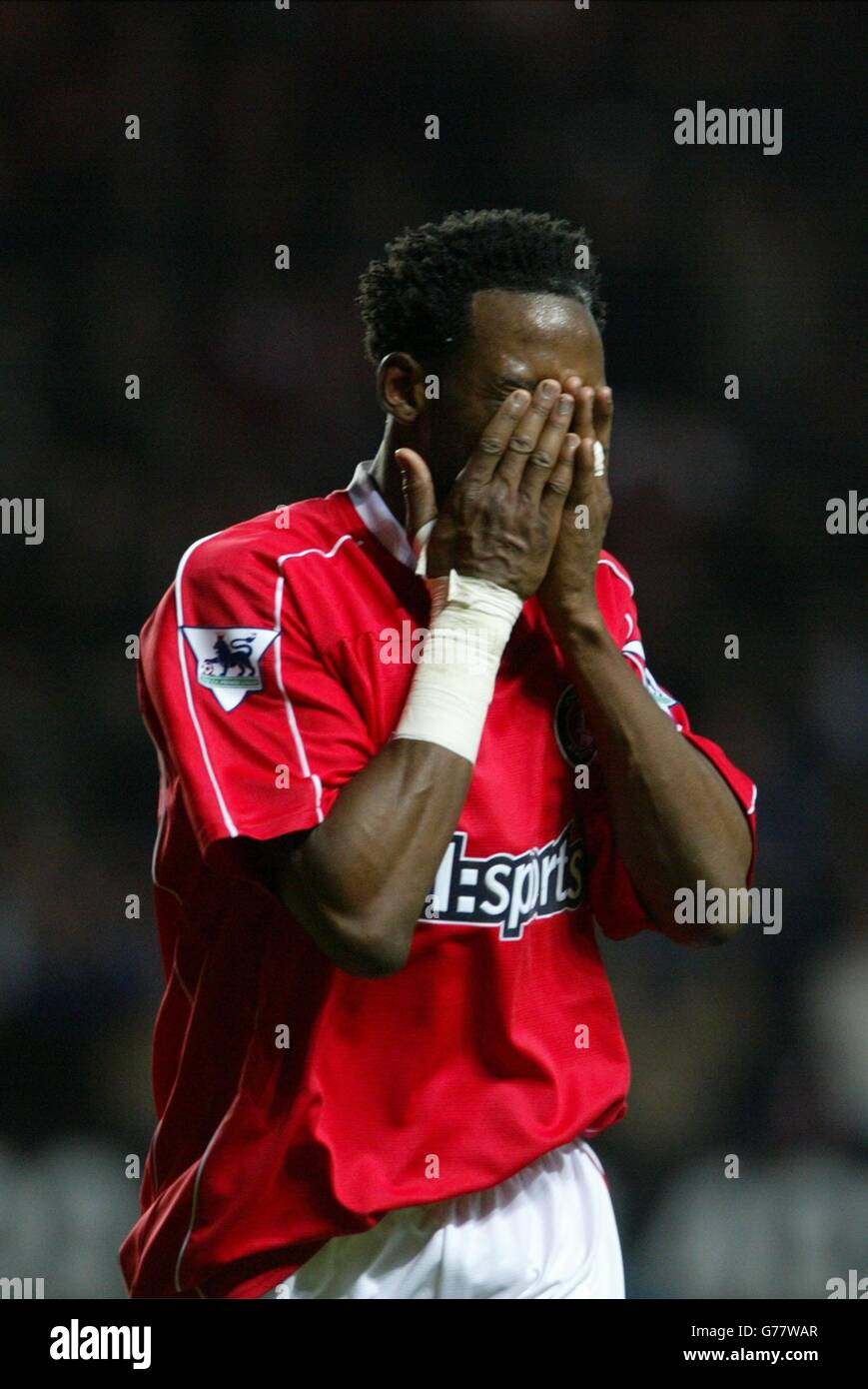 Charlton's Jason Euell reacts after pulling his goal attempt wide ...