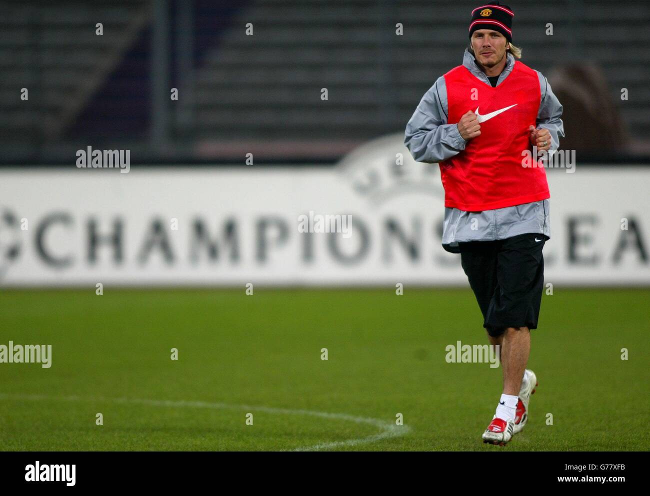 Manchester United's David Beckham during a team training session at the ...