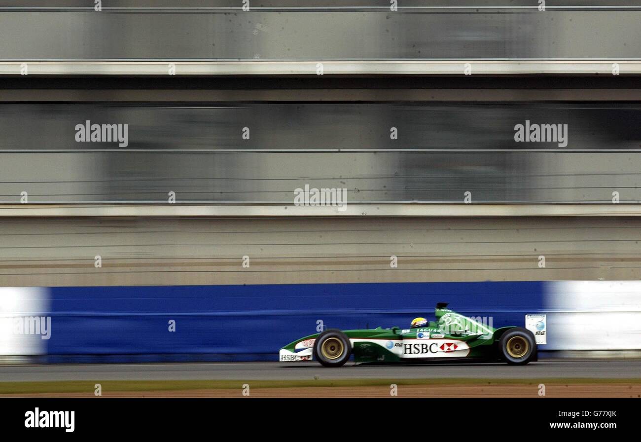 Mark Webber in his Jaguar during pre season testing at Silverstone. The ...