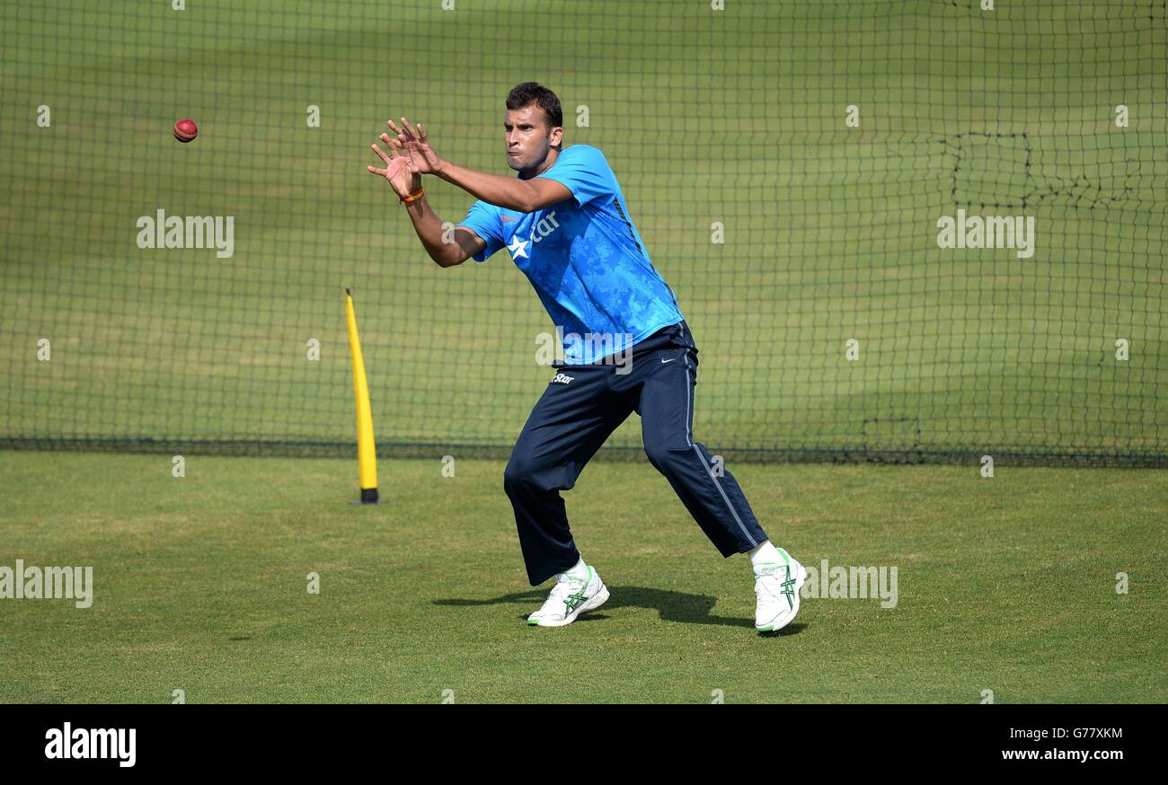 Indias ishwar pandey nets session ageas bowl hi-res stock photography ...
