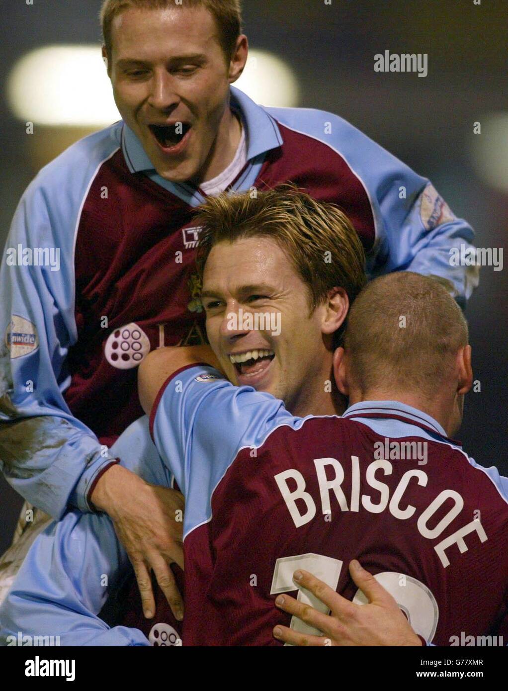 Burnleys Gareth Taylor (centre) celebrates with Ian Moore and Lee ...