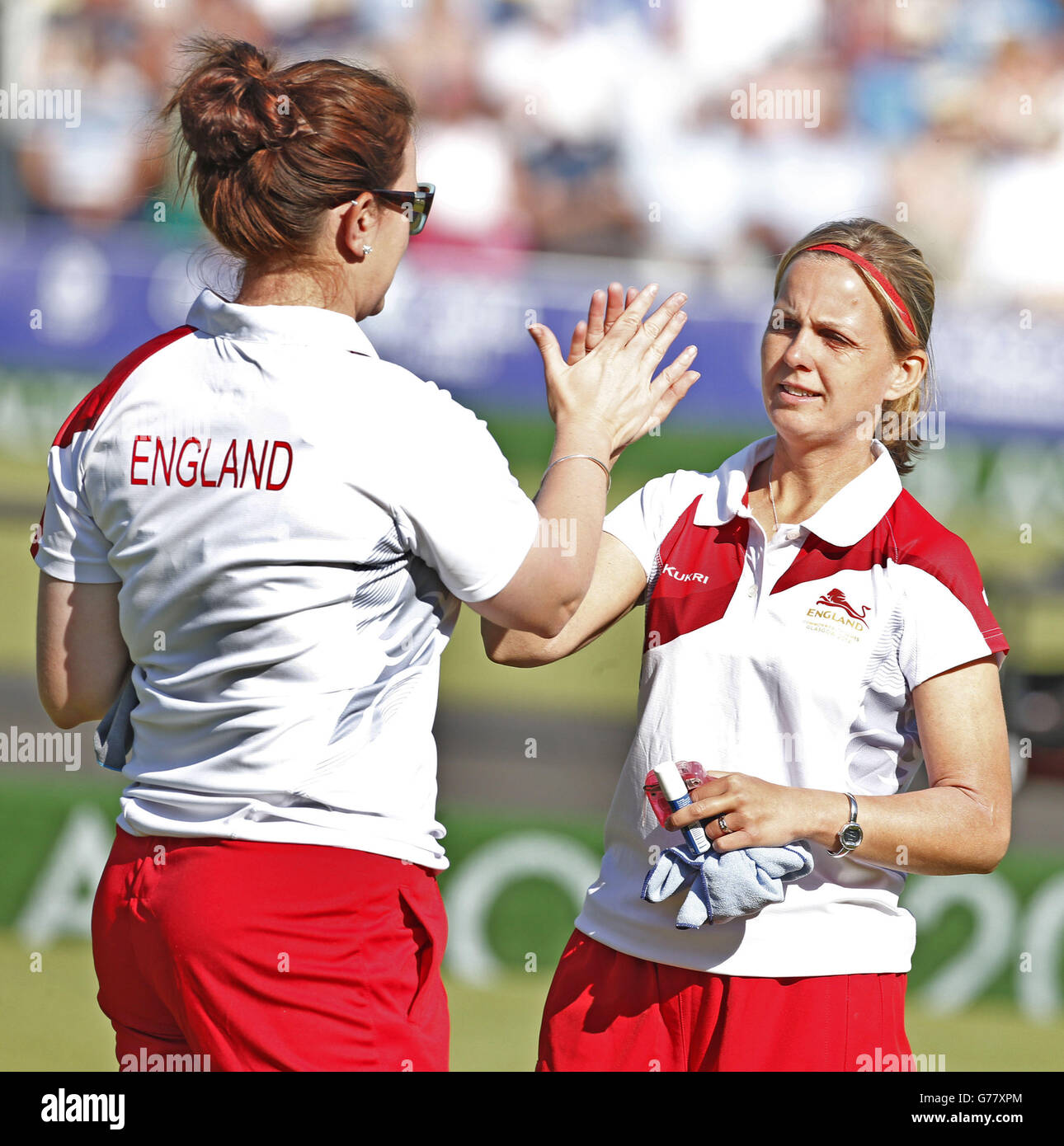 England's Ellen Falkner (right) competes in the Woman's Fours against ...