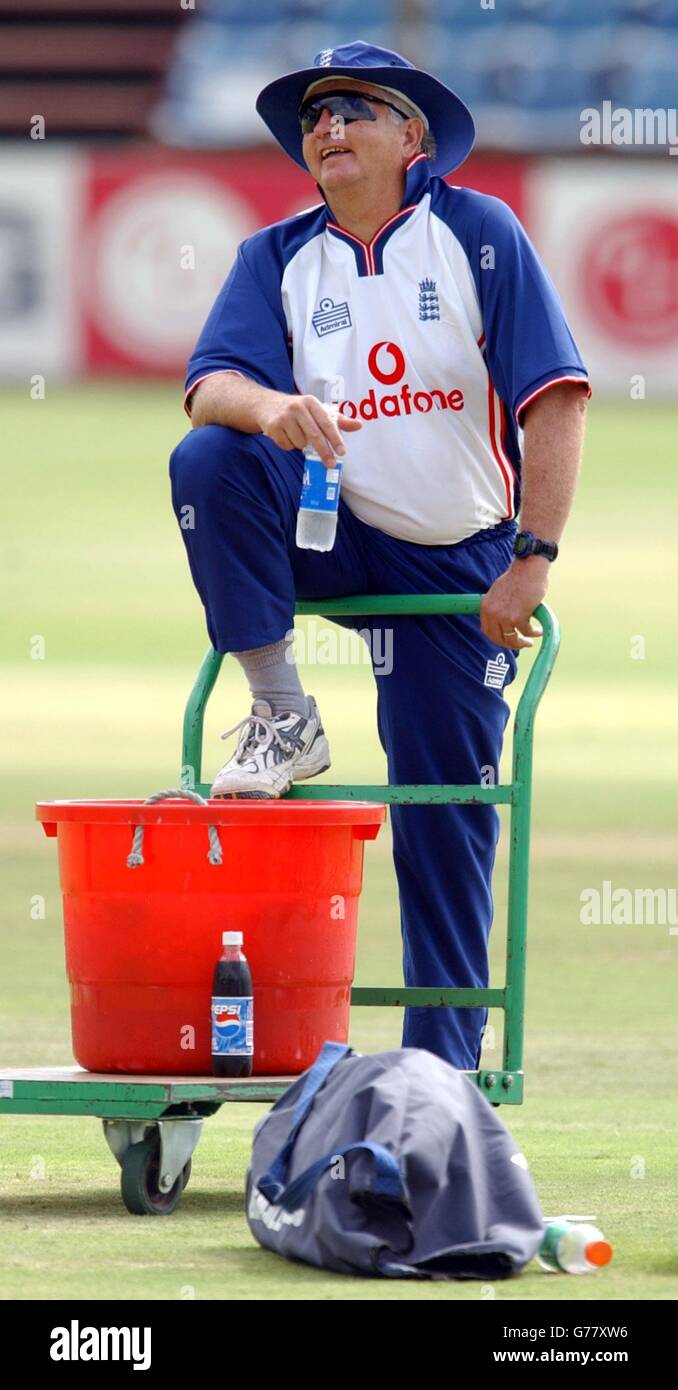 England cricket coach Duncan Fletcher watches during the team net ...