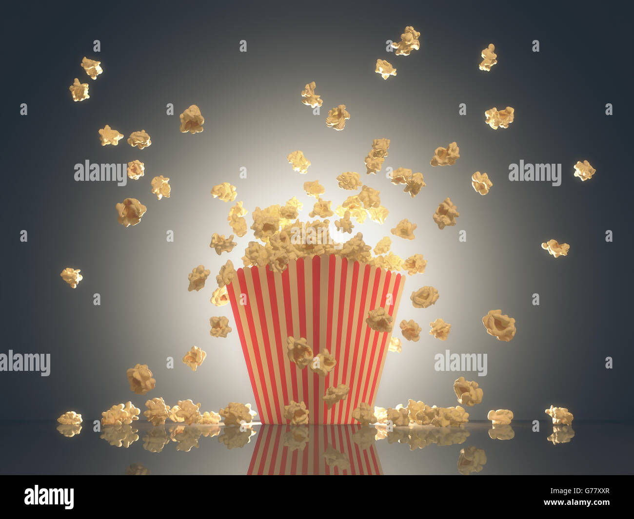 Popcorn exploding out of the striped package. Clipping path included ...