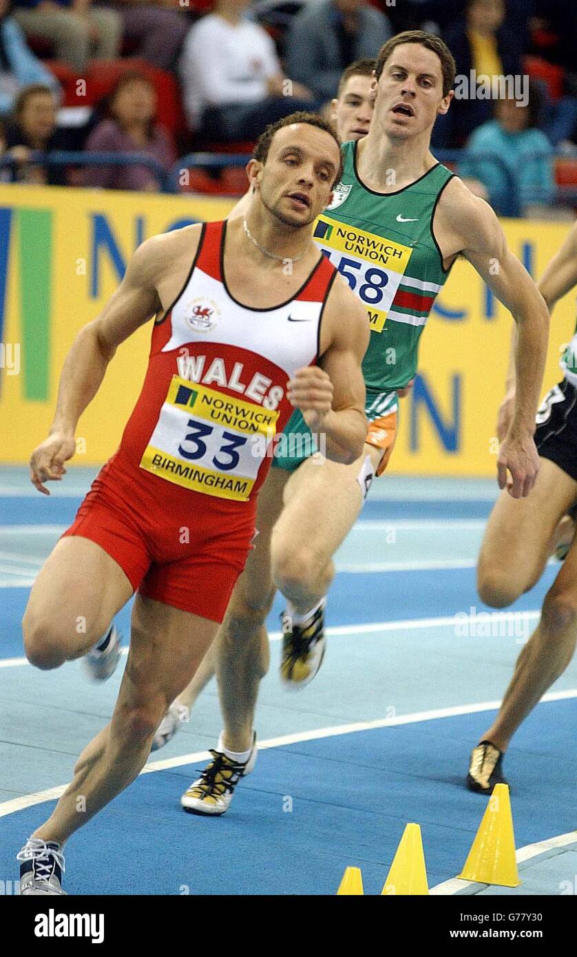 Jamie Baulch on his way to a disqualification in the 400m heats during ...