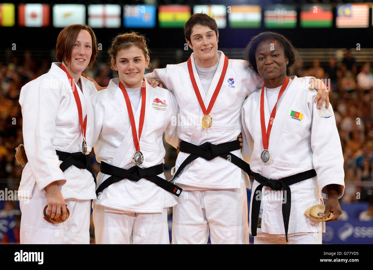 Womens 63kg (left to right) Faith Pitman (bronze), Kaite Jemima Yeats ...