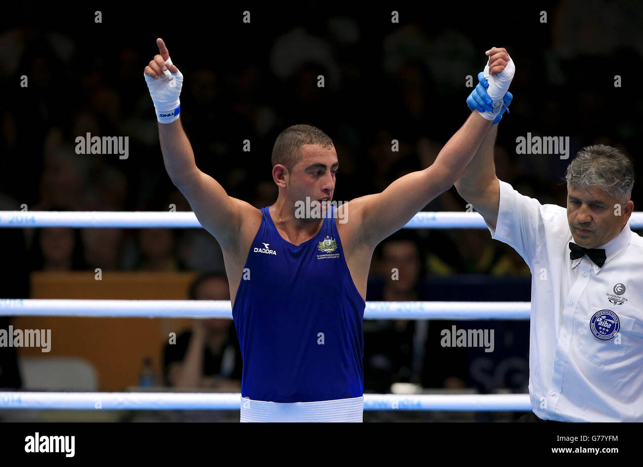 Australia's Jordan Samardali celebrates victory over Saint Lucia's Ryan ...