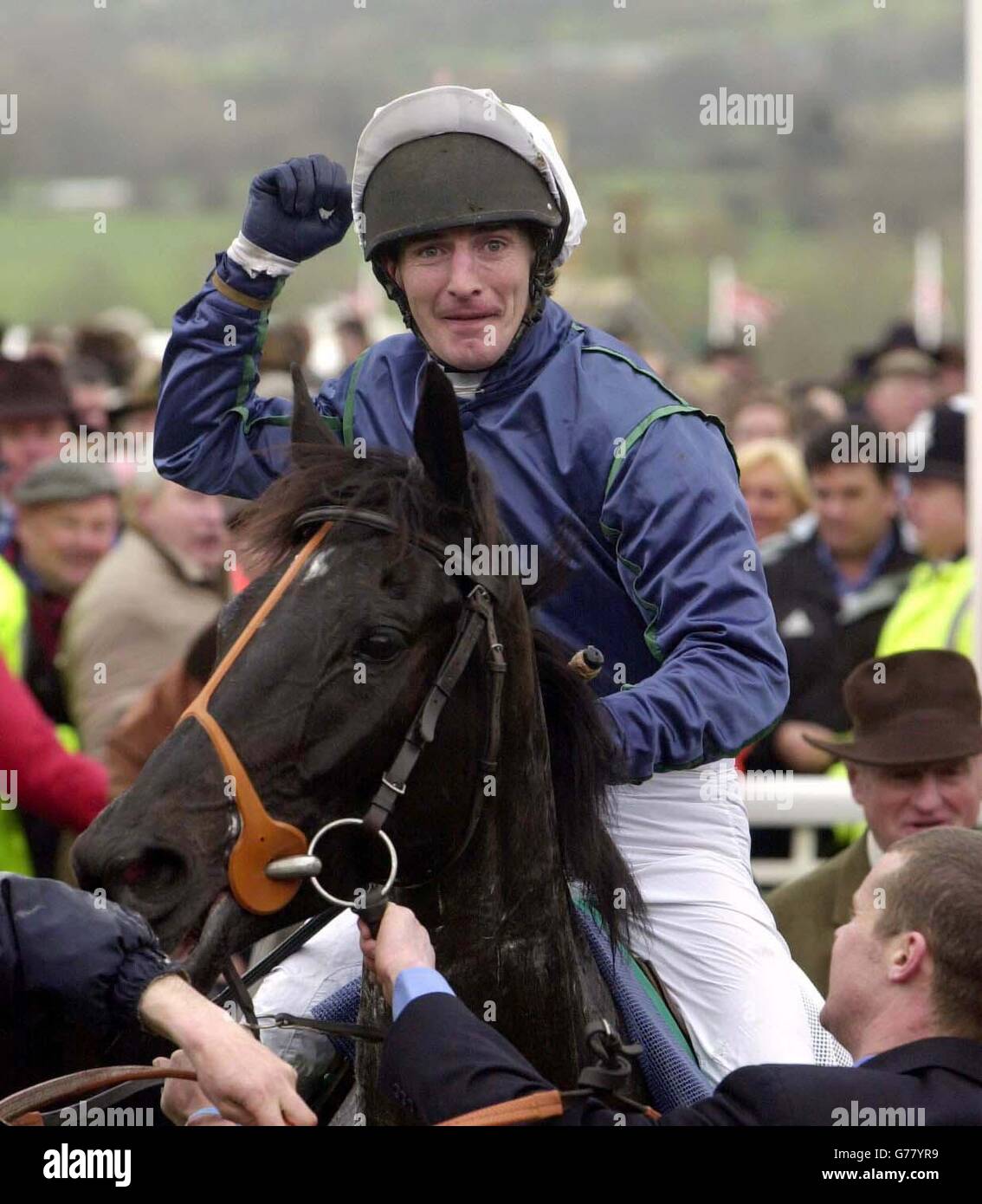 Jockey Norman Williamson on Back In Front celebrates after winning the ...