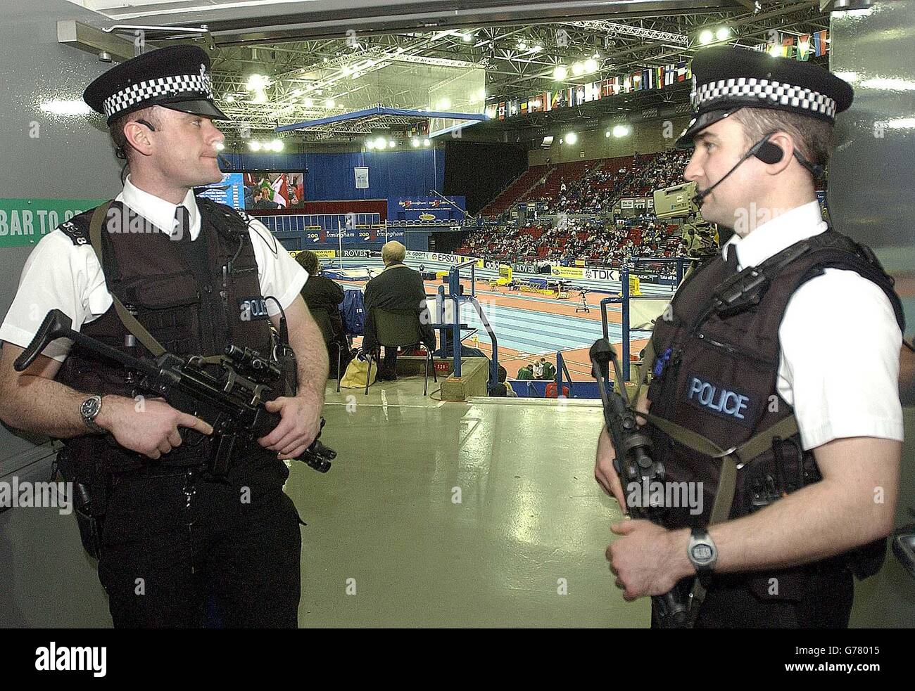 9th World Indoor Championship - Police. Armed police patrol the 9th ...