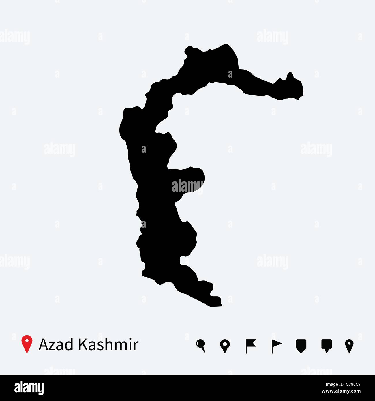 High detailed vector map of Azad Kashmir with navigation pins Stock ...