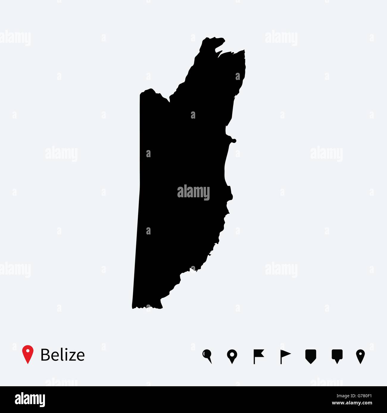 High detailed vector map of Belize with navigation pins Stock Vector ...