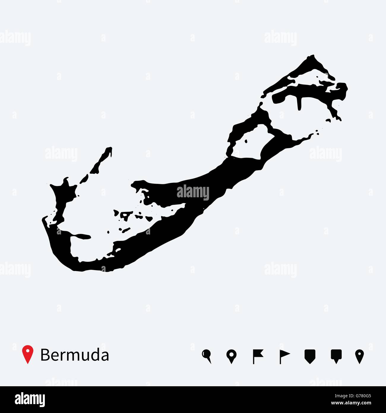 High detailed vector map of Bermuda with navigation pins Stock Vector ...