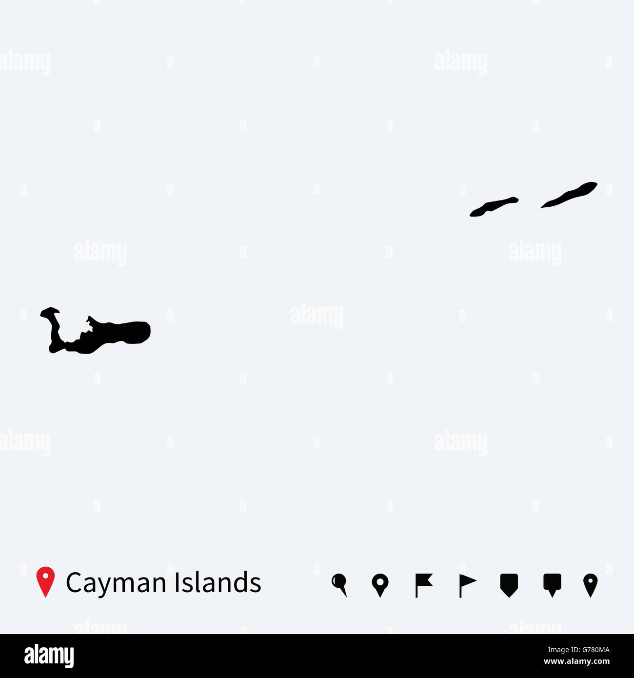 High detailed vector map of Cayman Islands with navigation pins Stock ...