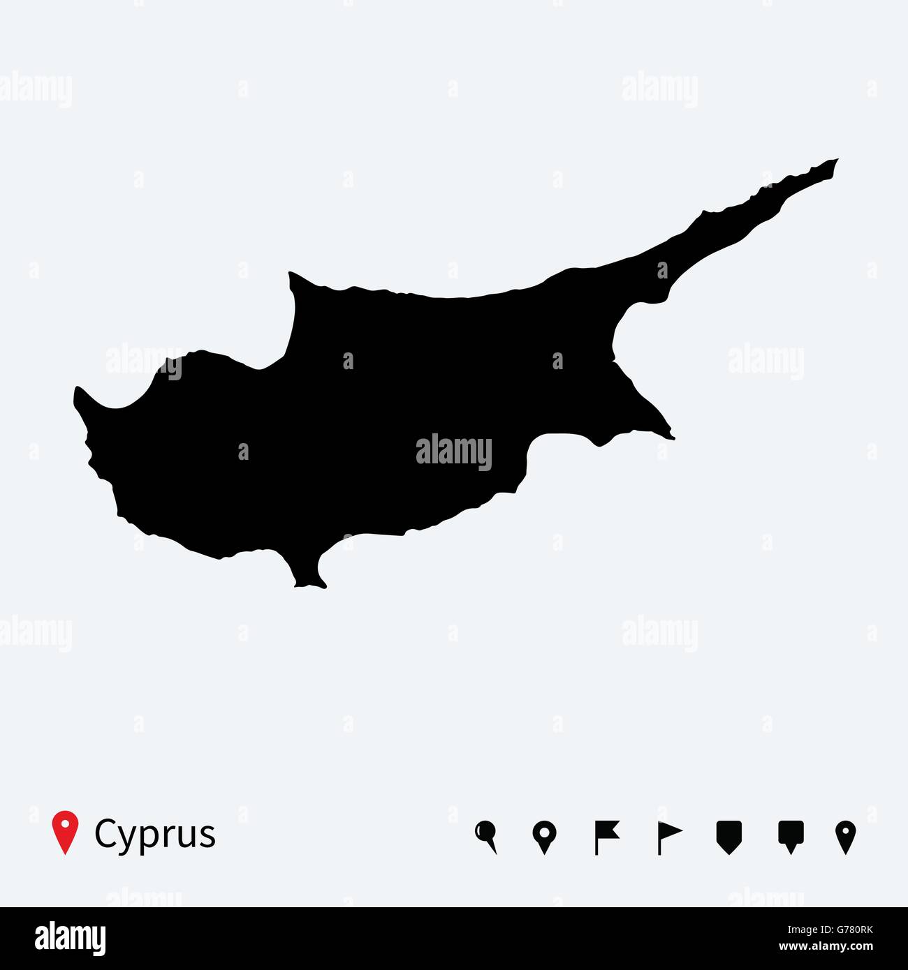 High detailed vector map of Cyprus with navigation pins Stock Vector ...