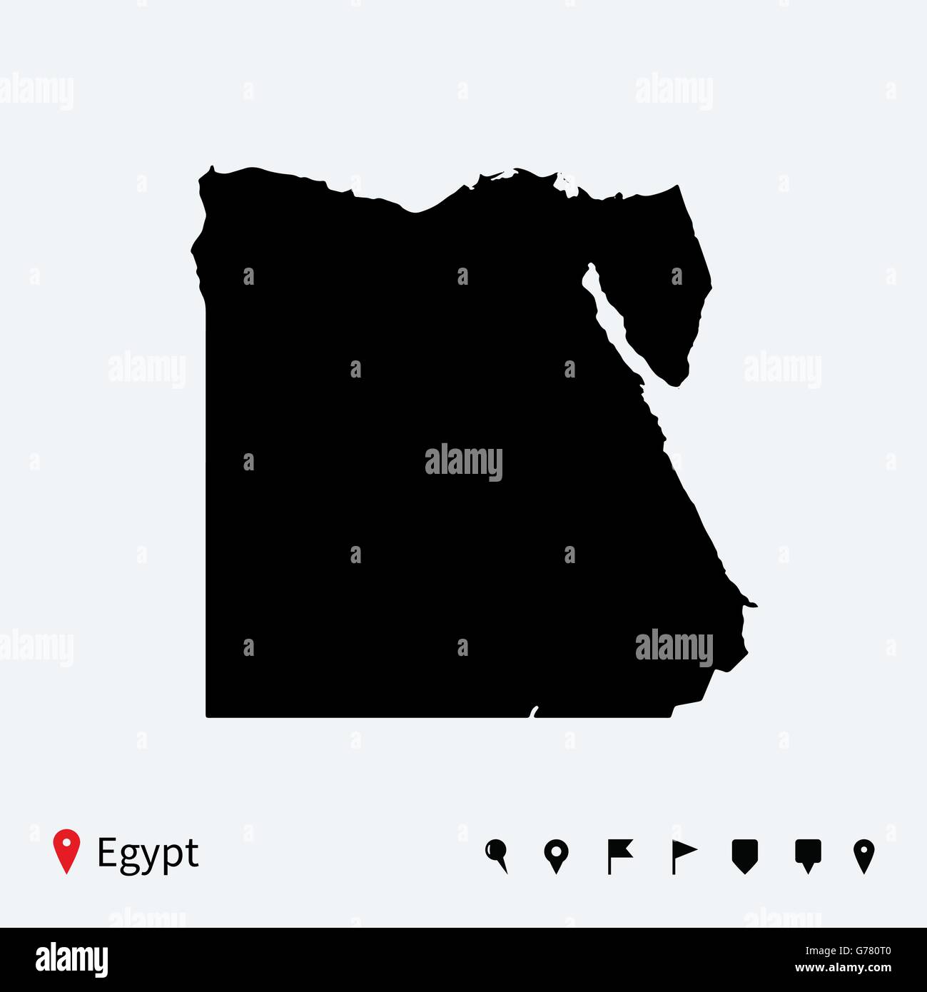 High detailed vector map of Egypt with navigation pins Stock Vector ...