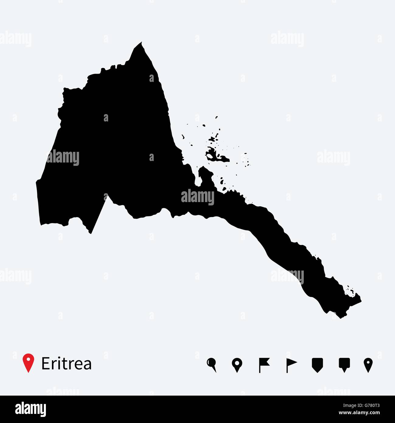 High detailed vector map of Eritrea with navigation pins Stock Vector ...