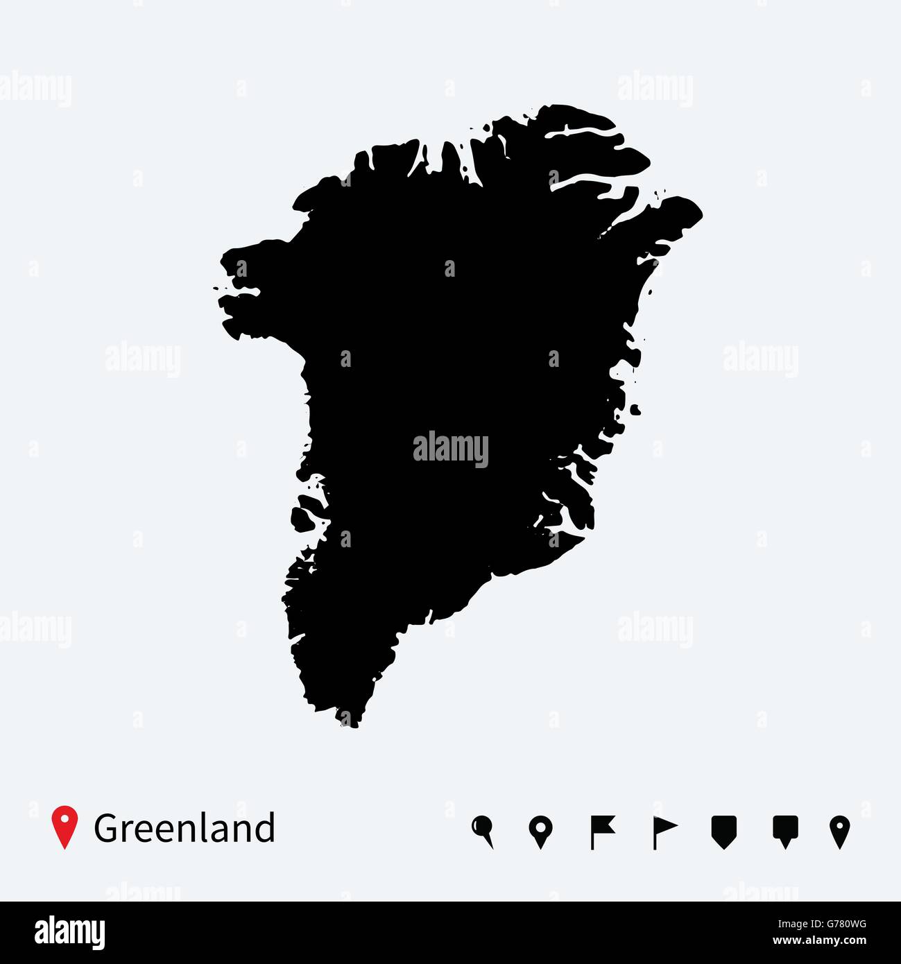 High detailed vector map of Greenland with navigation pins Stock Vector ...