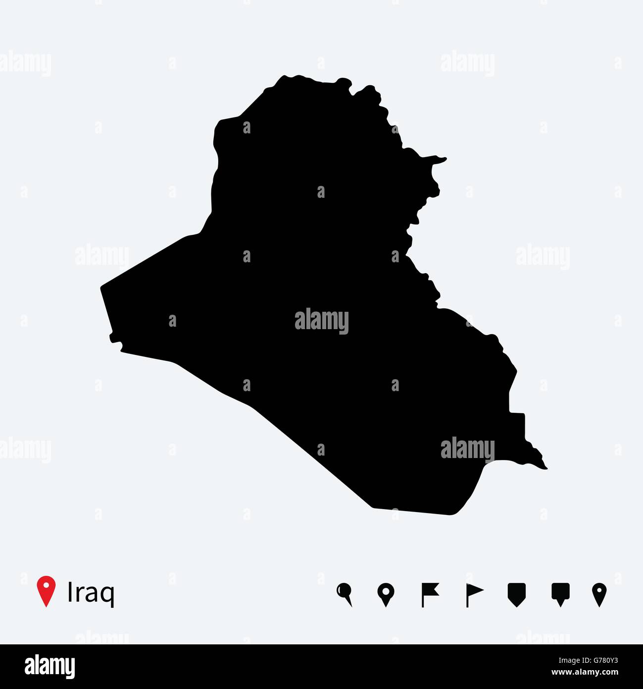 High detailed vector map of Iraq with navigation pins Stock Vector ...