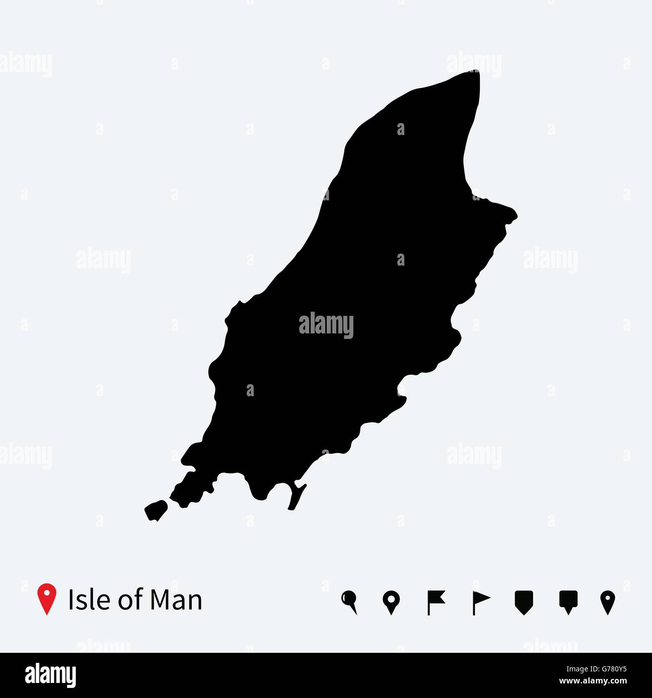 High detailed vector map of Isle of Man with navigation pins Stock ...