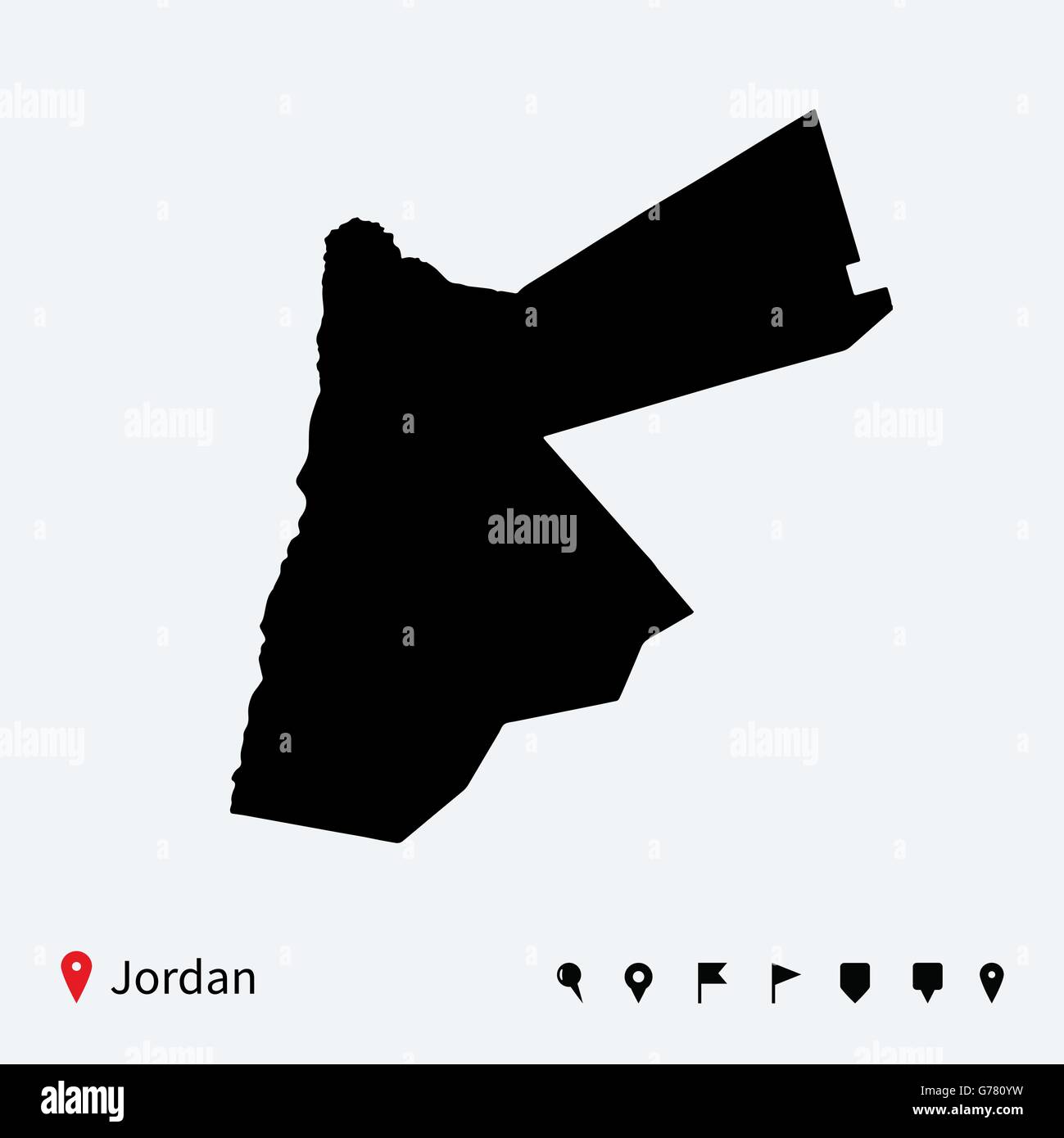 High detailed vector map of Jordan with navigation pins Stock Vector ...