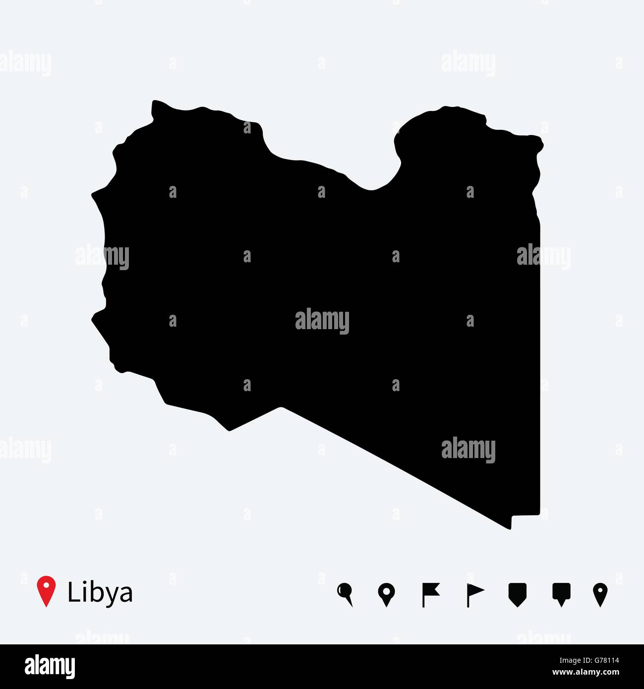 High detailed vector map of Libya with navigation pins Stock Vector ...