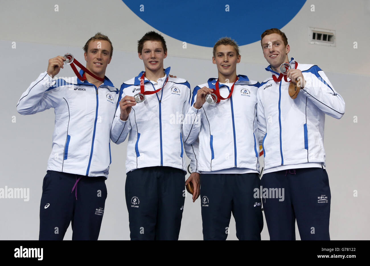 (left to right) Scotland's Robbie Renwick, Duncan Scott, Stephen Milne ...