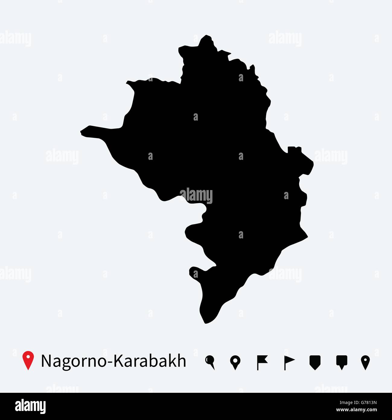 High detailed vector map of Nagorno-Karabakh with navigation pins Stock ...