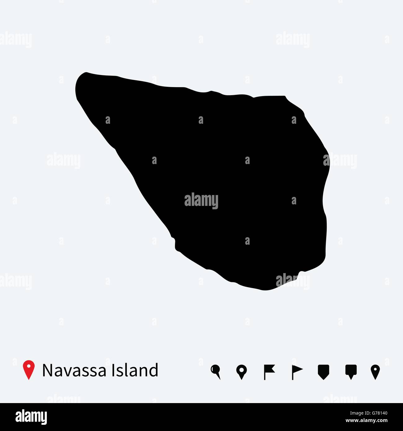 High detailed vector map of Navassa Island with navigation pins Stock ...