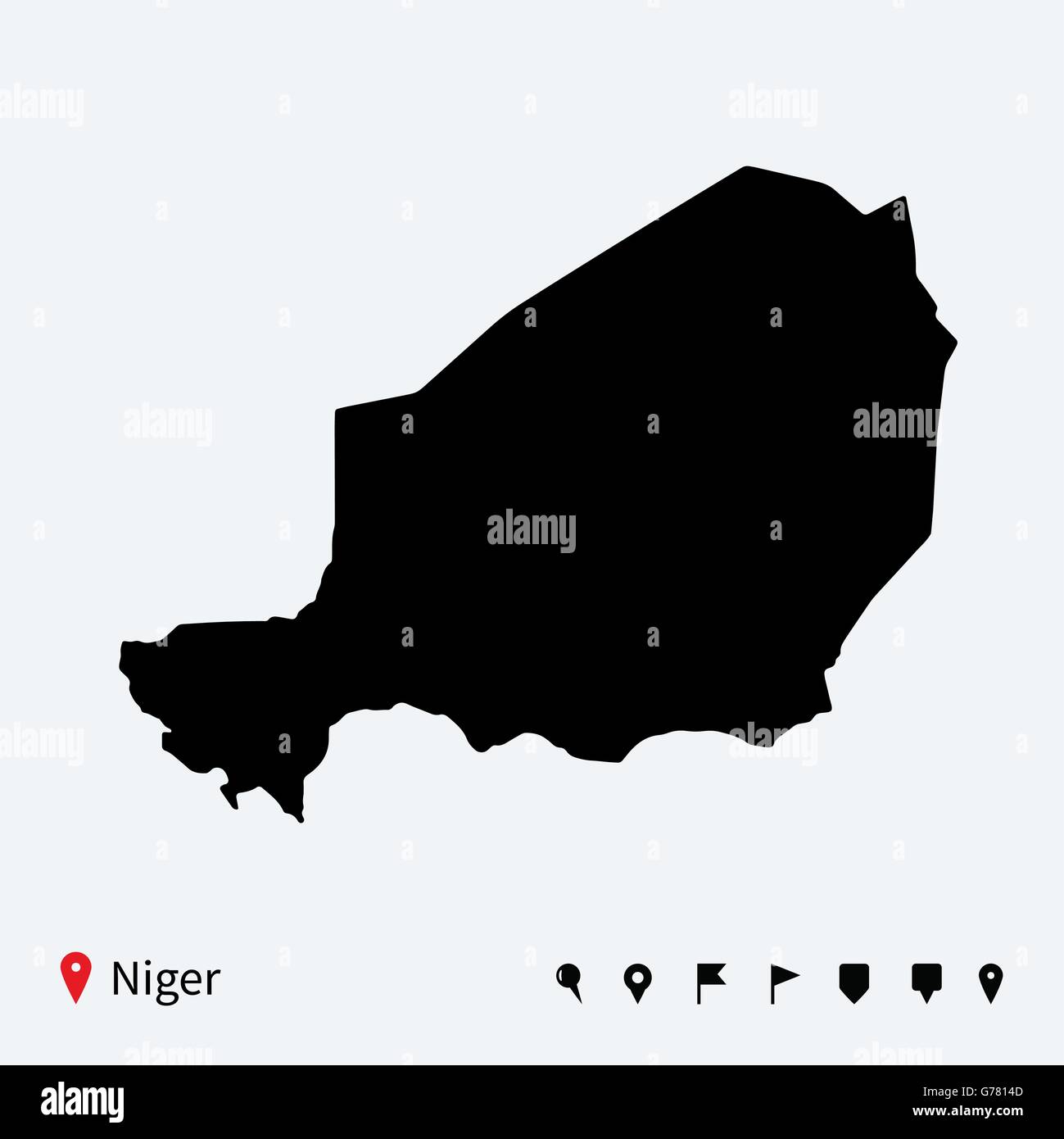 High detailed vector map of Niger with navigation pins Stock Vector ...