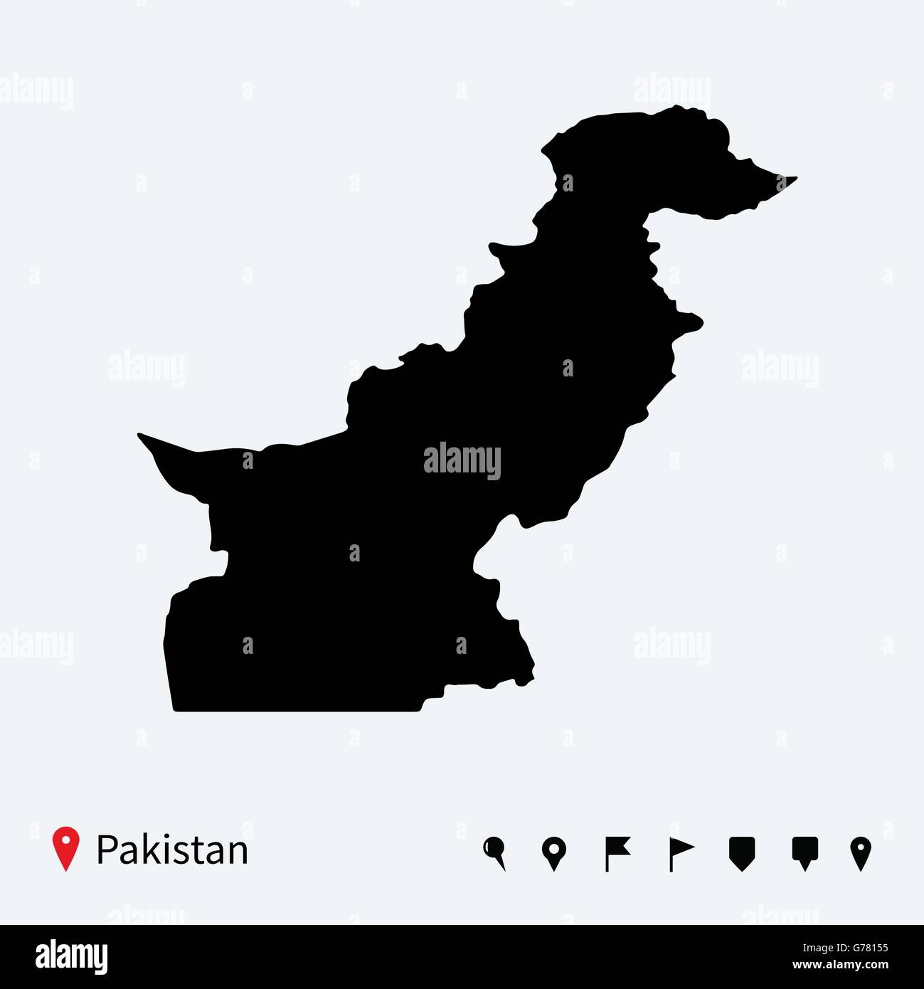 High detailed vector map of Pakistan with navigation pins Stock Vector ...