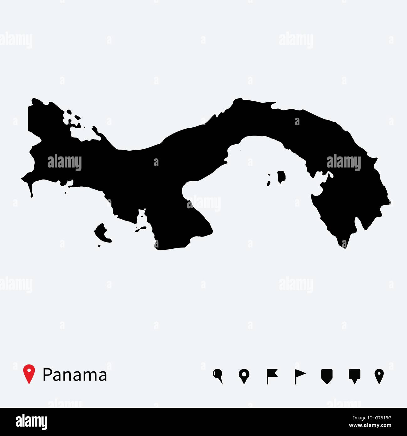 High detailed vector map of Panama with navigation pins Stock Vector ...