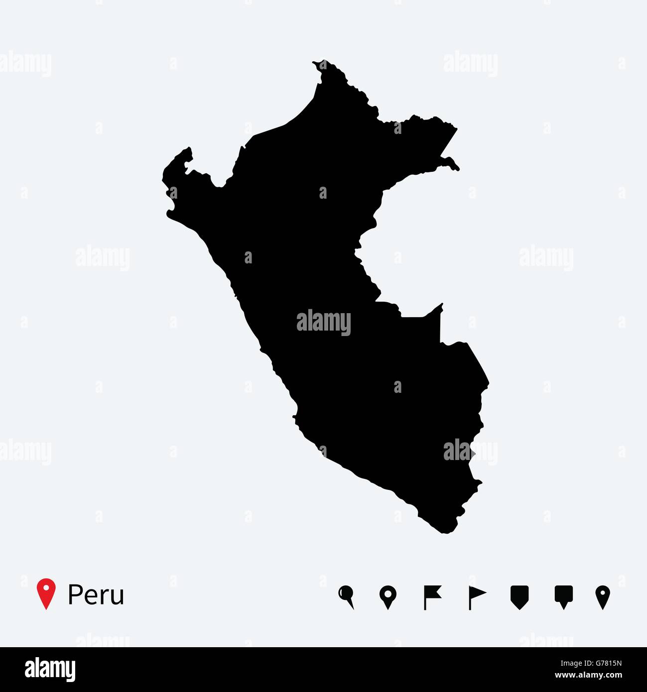 High detailed vector map of Peru with navigation pins Stock Vector ...