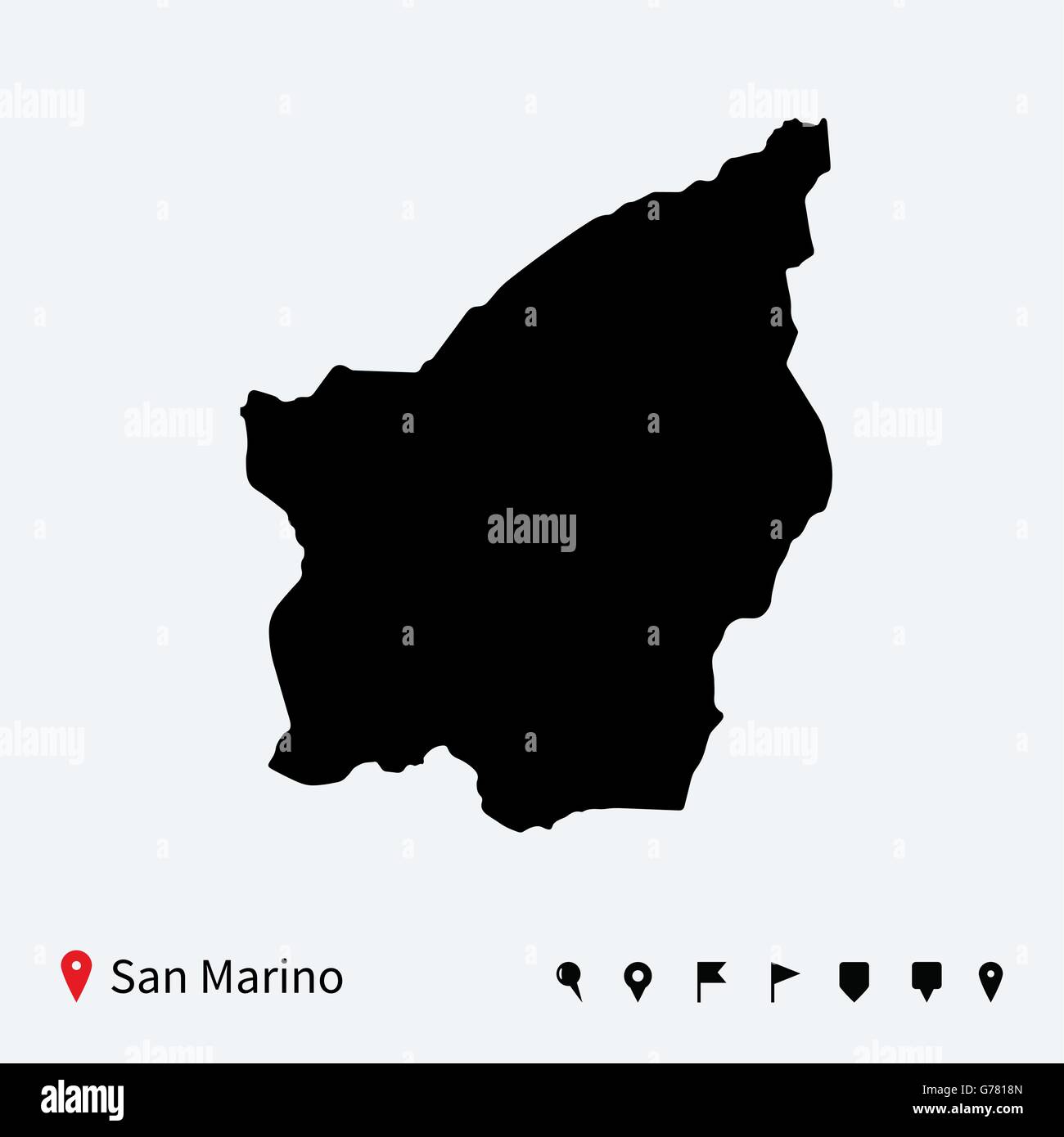 High detailed vector map of San Marino with navigation pins Stock ...