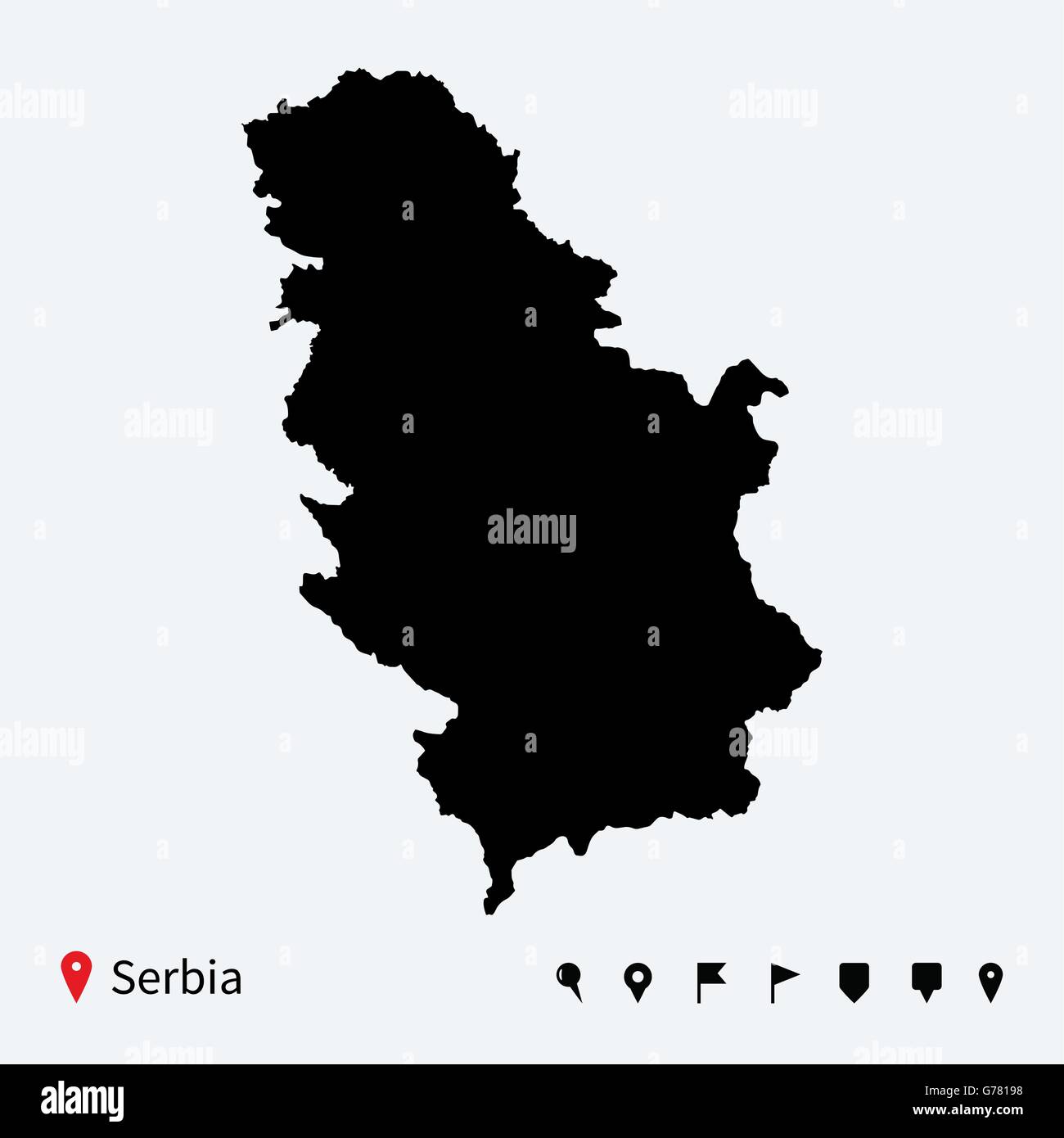 High detailed vector map of Serbia with navigation pins Stock Vector ...