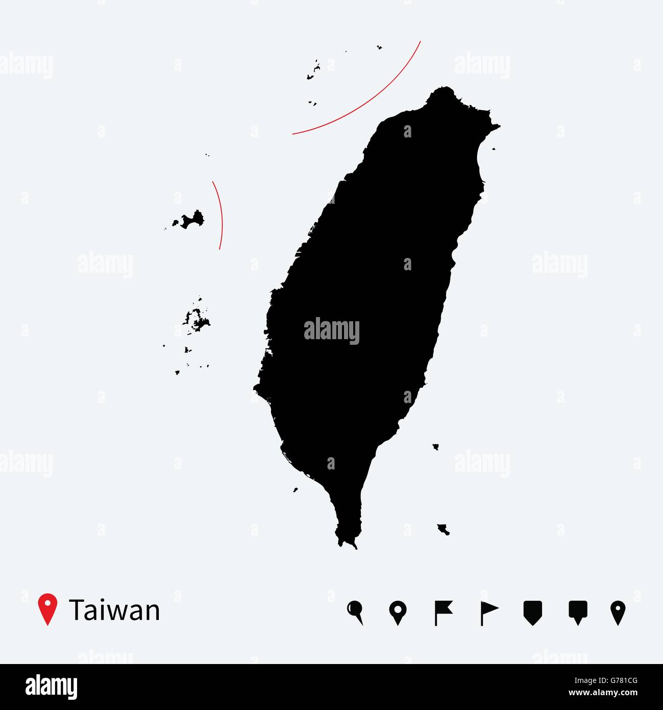 Taiwan map black white hi-res stock photography and images - Alamy