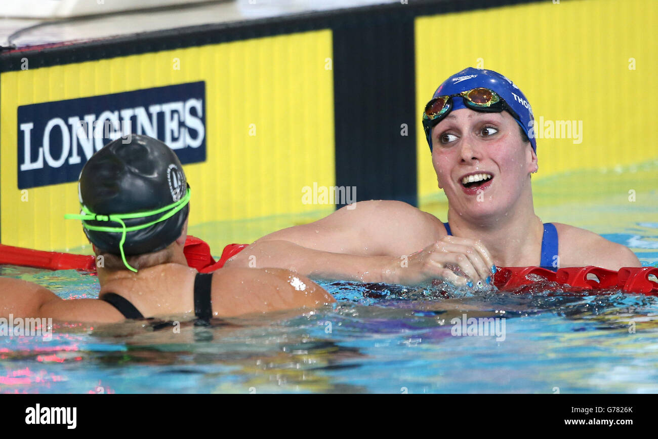 Scotland's Aisha Thornton (right) shakes hands with New Zealand's Emma ...