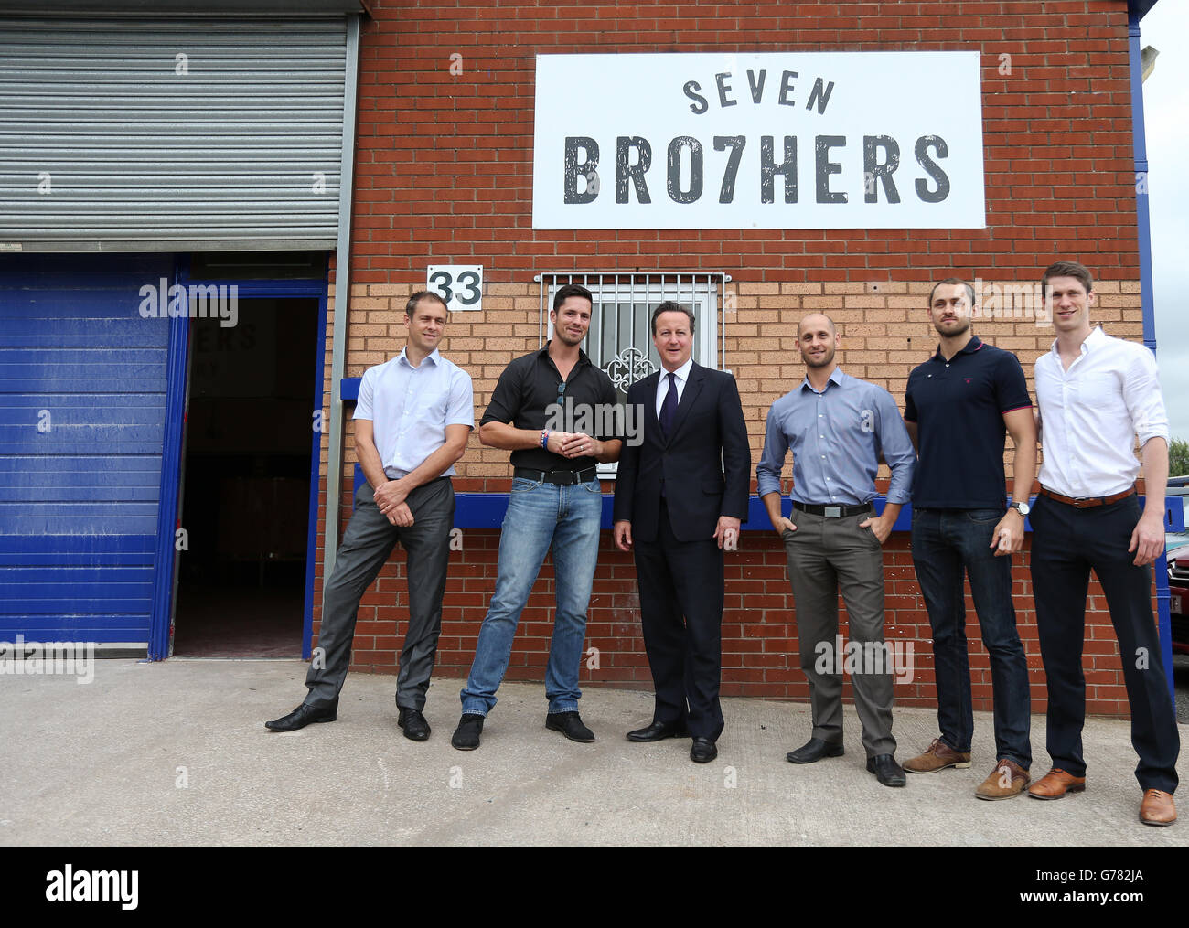 Prime Minister David Cameron with (left to right) Guy, Nathan, Keith ...