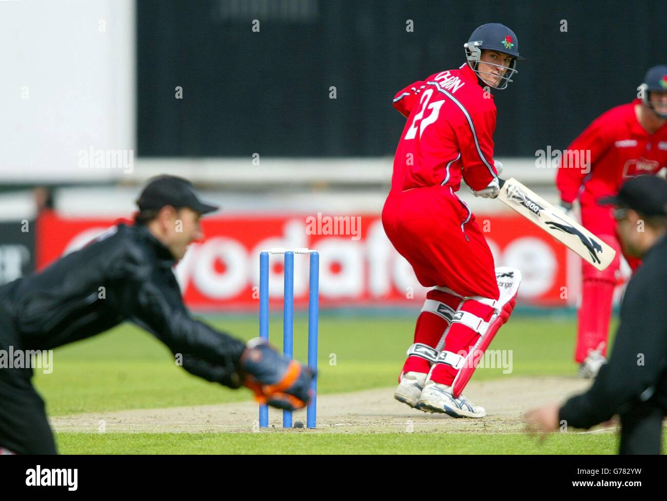 Lancashire Lightning batsman Mark Chilton is caught by Hampshie Hawks ...