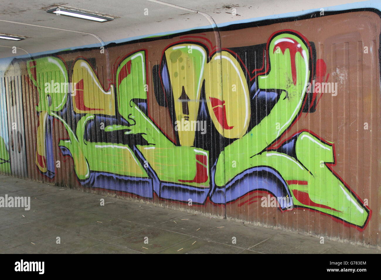Graffiti on the wall of an underpass in Concord, Washington, UK Stock ...