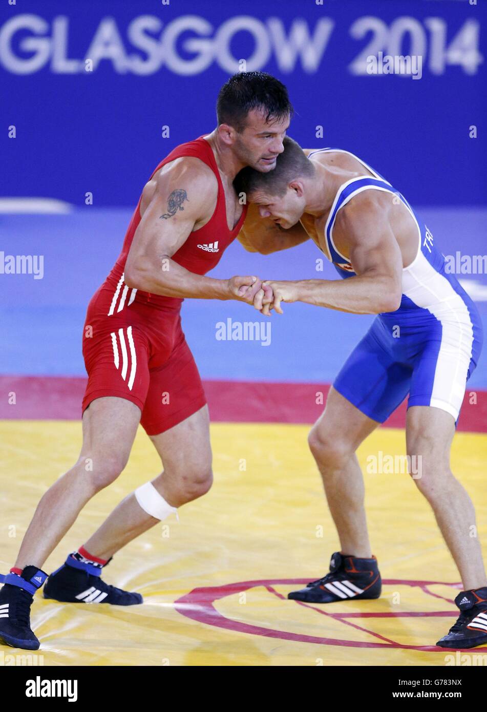 Scotland's s Viorel Etko (red) and Canada's David Tremblay during the ...