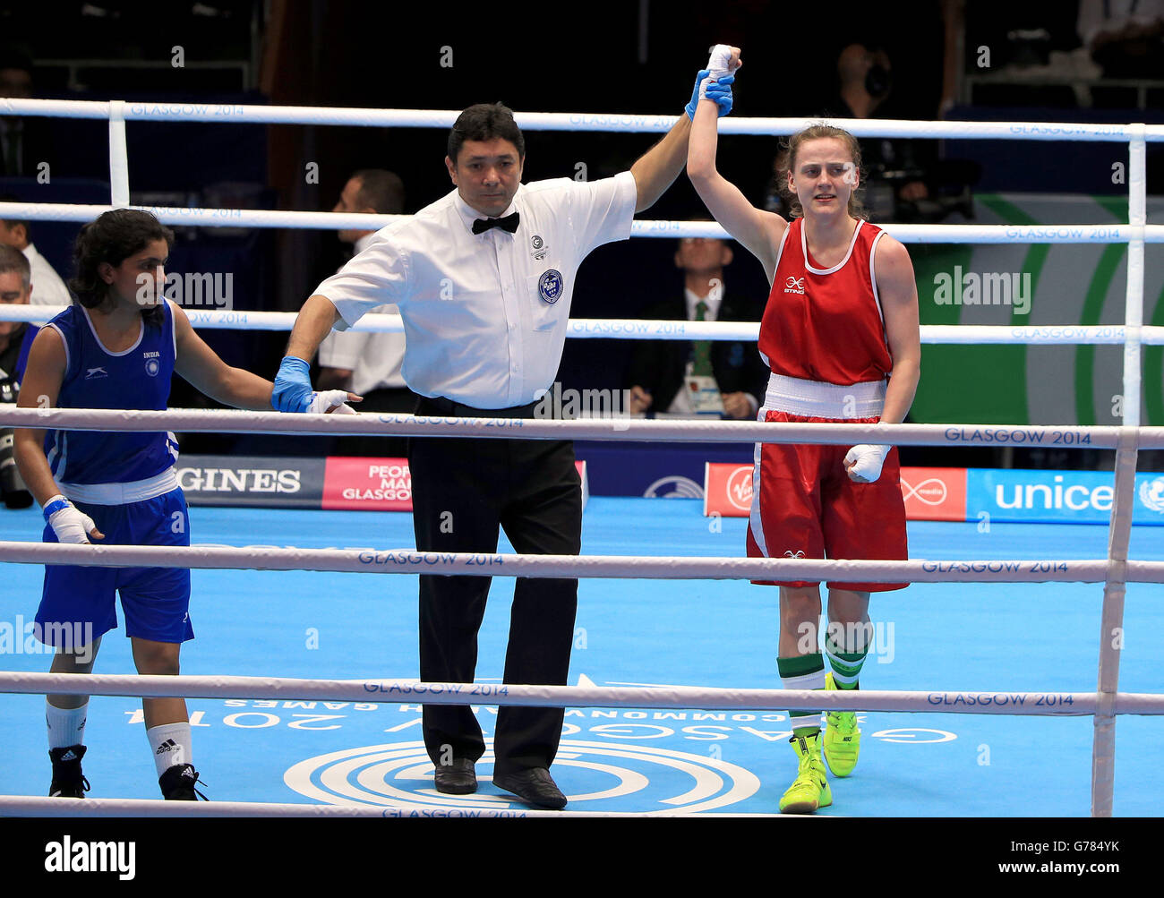 Northern Ireland's Michaela Walsh celebrates beating India's Pinki Rani ...