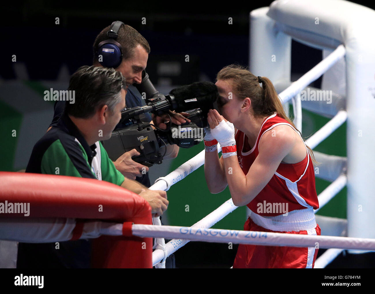 Northern Ireland's Michaela Walsh kisses a tv camera after beating ...