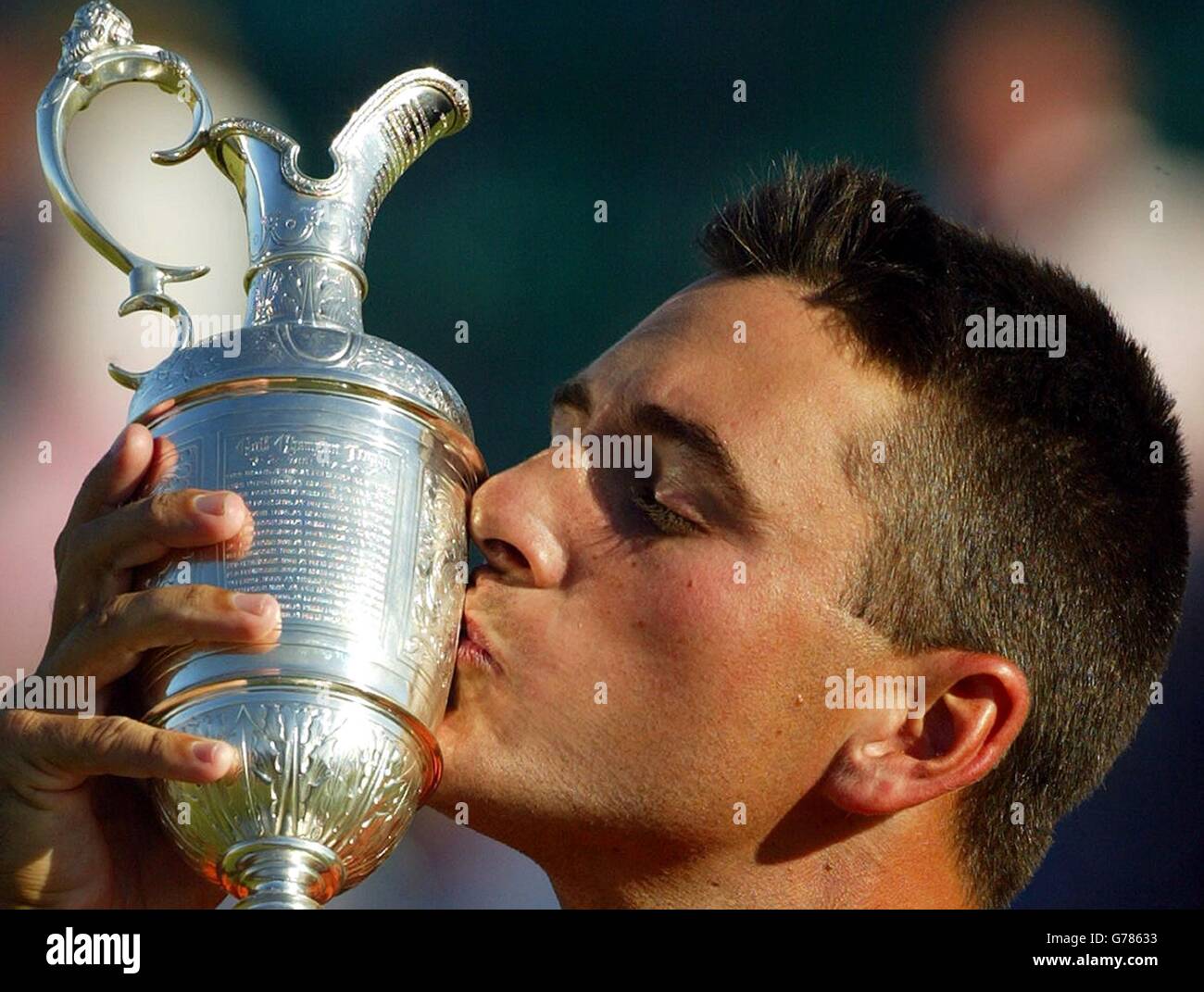 FOR NO MOBILE PHONE USAGE. USA's Ben Curtis kisses the trophy after ...