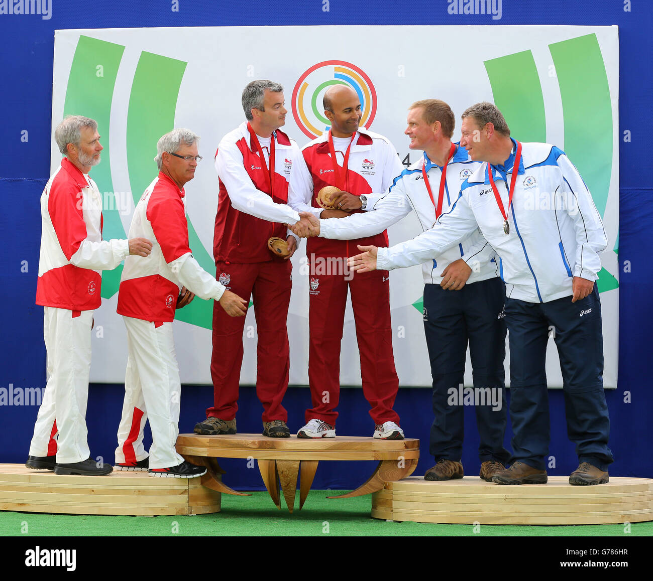 Canada's Jim Paton and Des Vamplew, England's David Luckman and Parag ...