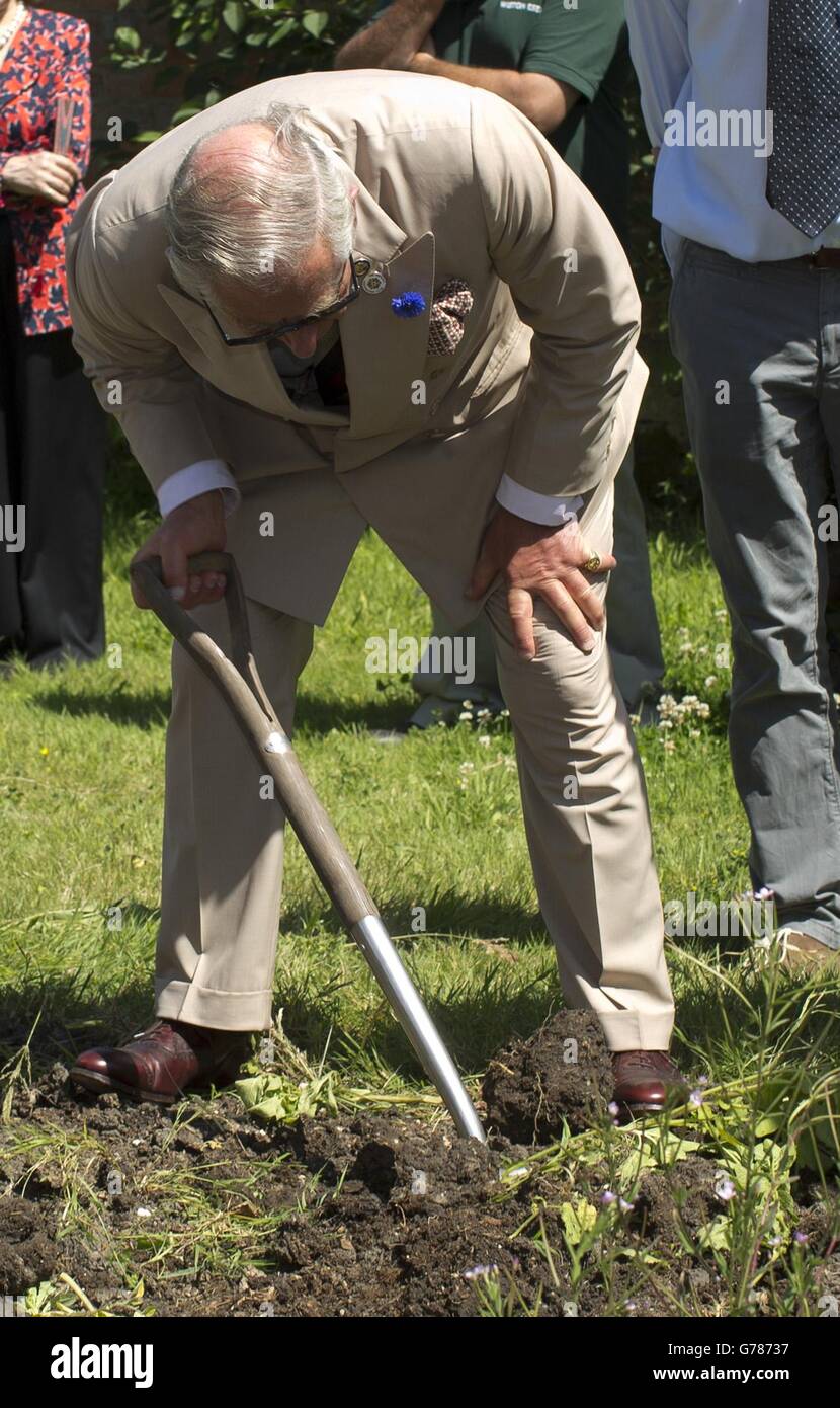 The Prince of Wales and Richard Goring in the gardens after attending ...