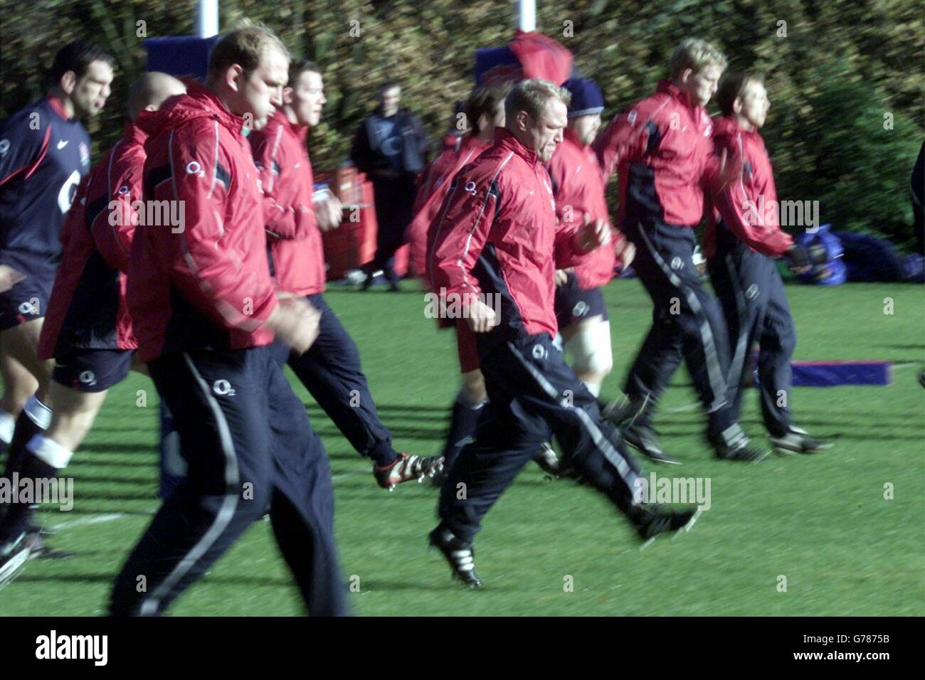 England Rugby Union training - Bagshot. The England squad led by Neil ...