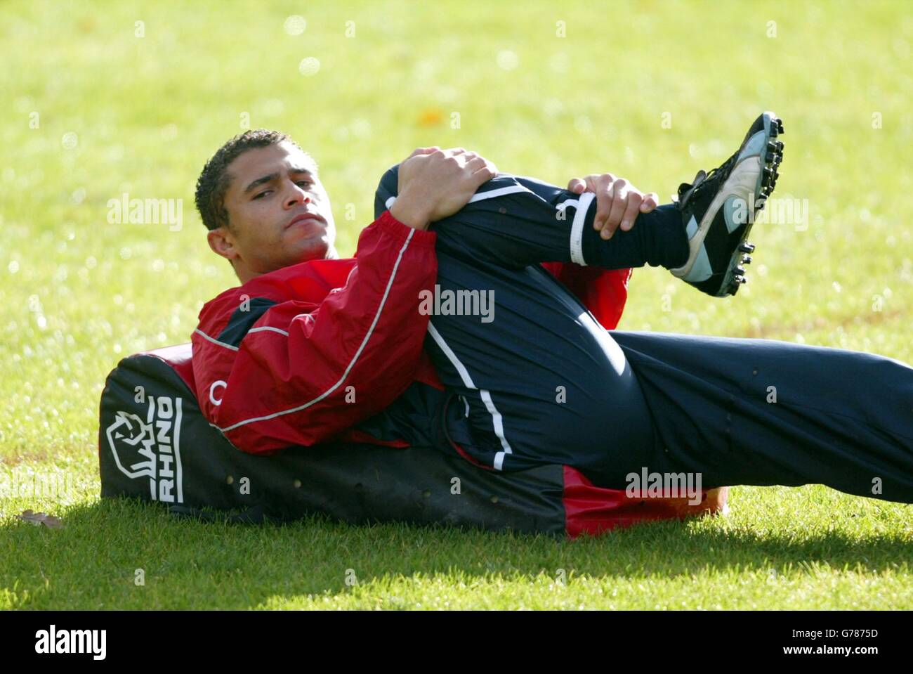 England training - Jason Robinson. England's Jason Robinson stretches ...