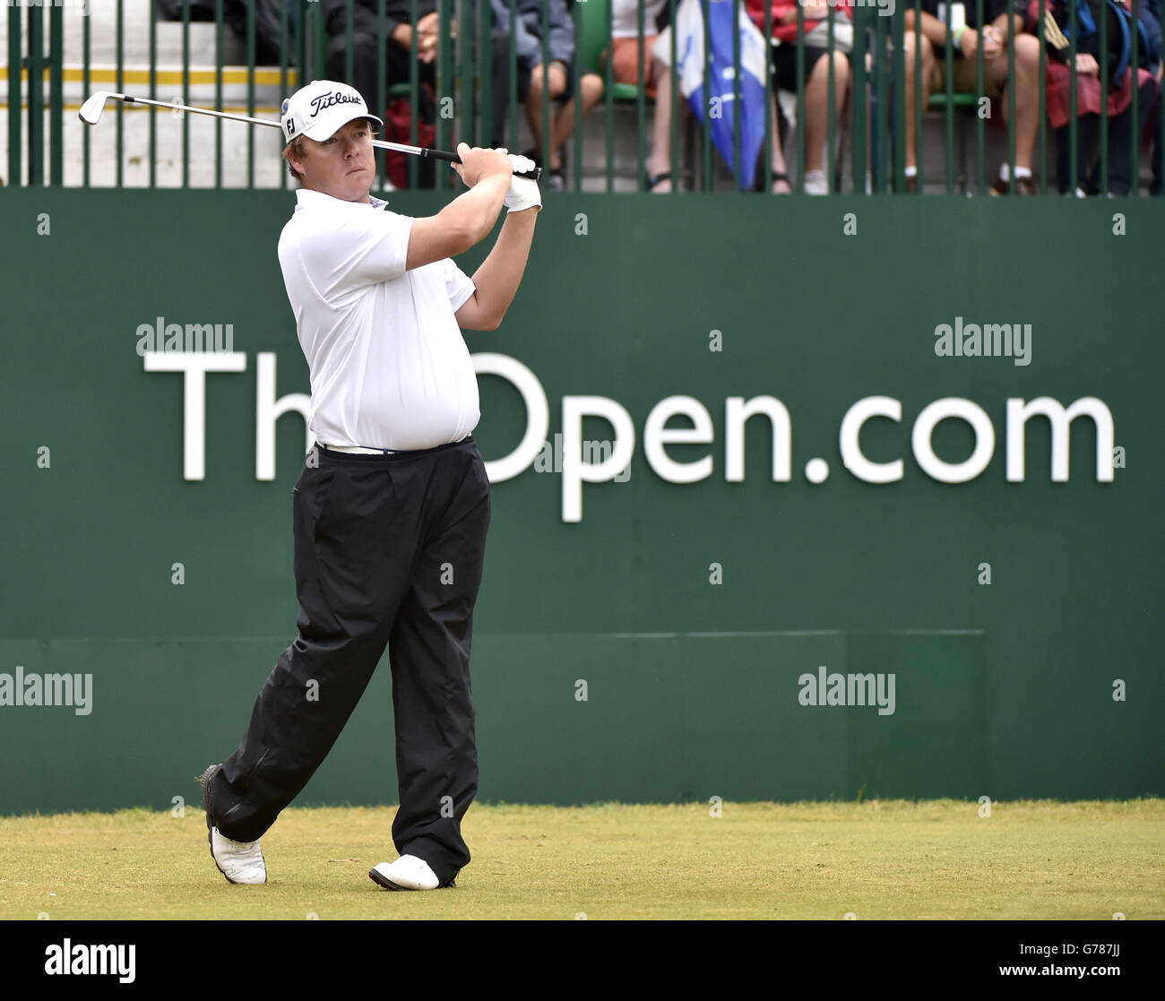 South Africa's George Coetzee tees off on the 1st hole during day three ...
